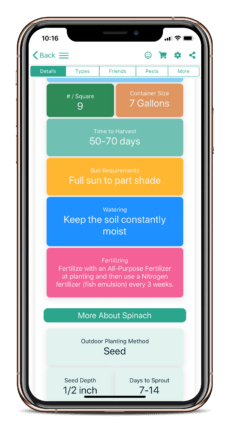 App Highlights - From Seed to Spoon Vegetable Garden Planner Mobile App
