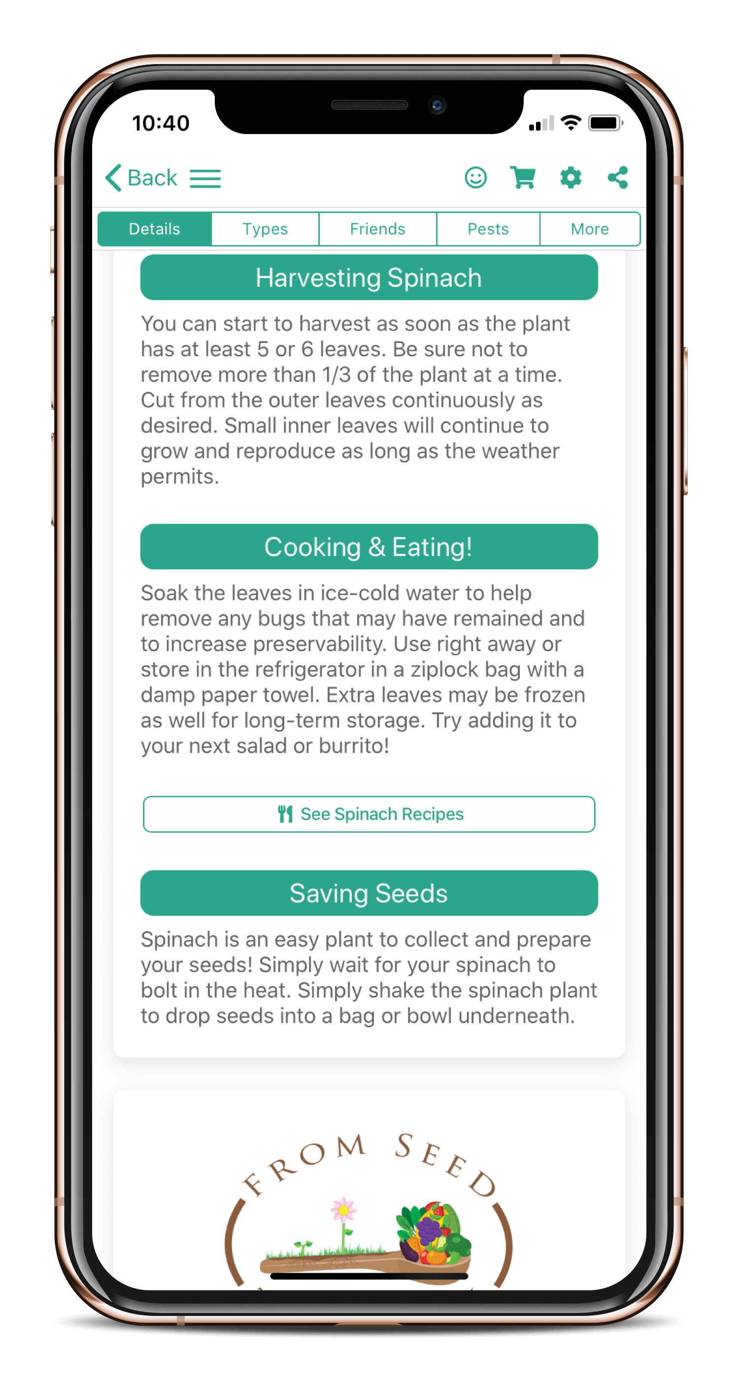 App Highlights - From Seed to Spoon Vegetable Garden Planner Mobile App